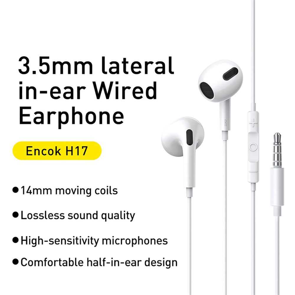 Baseus Encok H17 3.5mm In-Ear Wired Earphones - White – Umall - Australia's Largest Online Asian ...