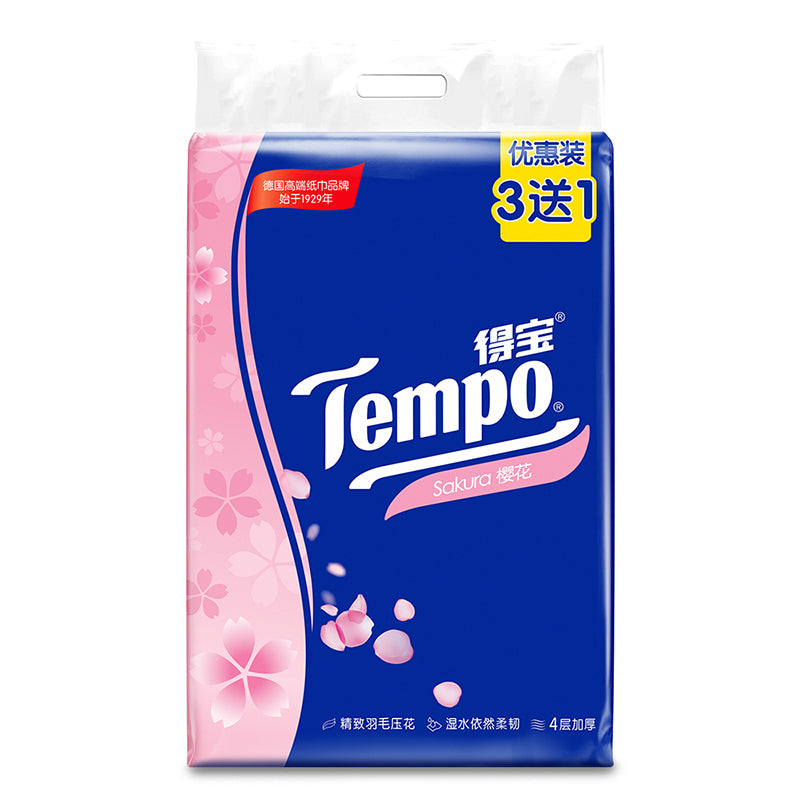 Tempo Soft Draw Cherry Blossom Scented Tissues, 90 Sheets per Pack, 4 ...
