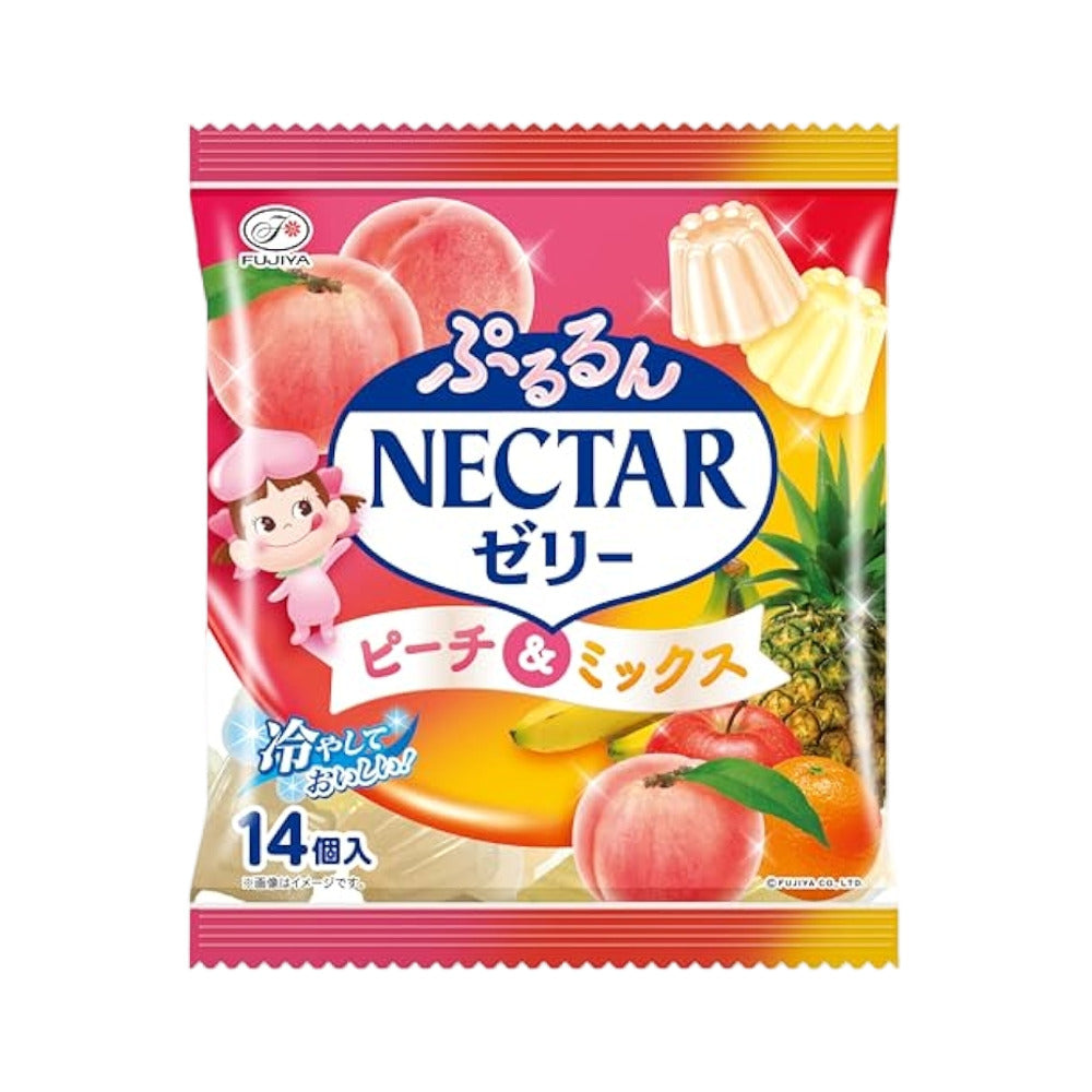 Fujiya Pururun Nectar Peach & Mixed Fruit Jelly Cups – 14 Pieces, 224g ...