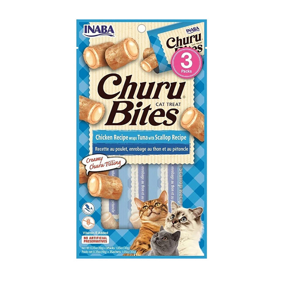 Inaba Churu Bites Cat Treat - Chicken Recipe Wraps Tuna with Scallop R ...