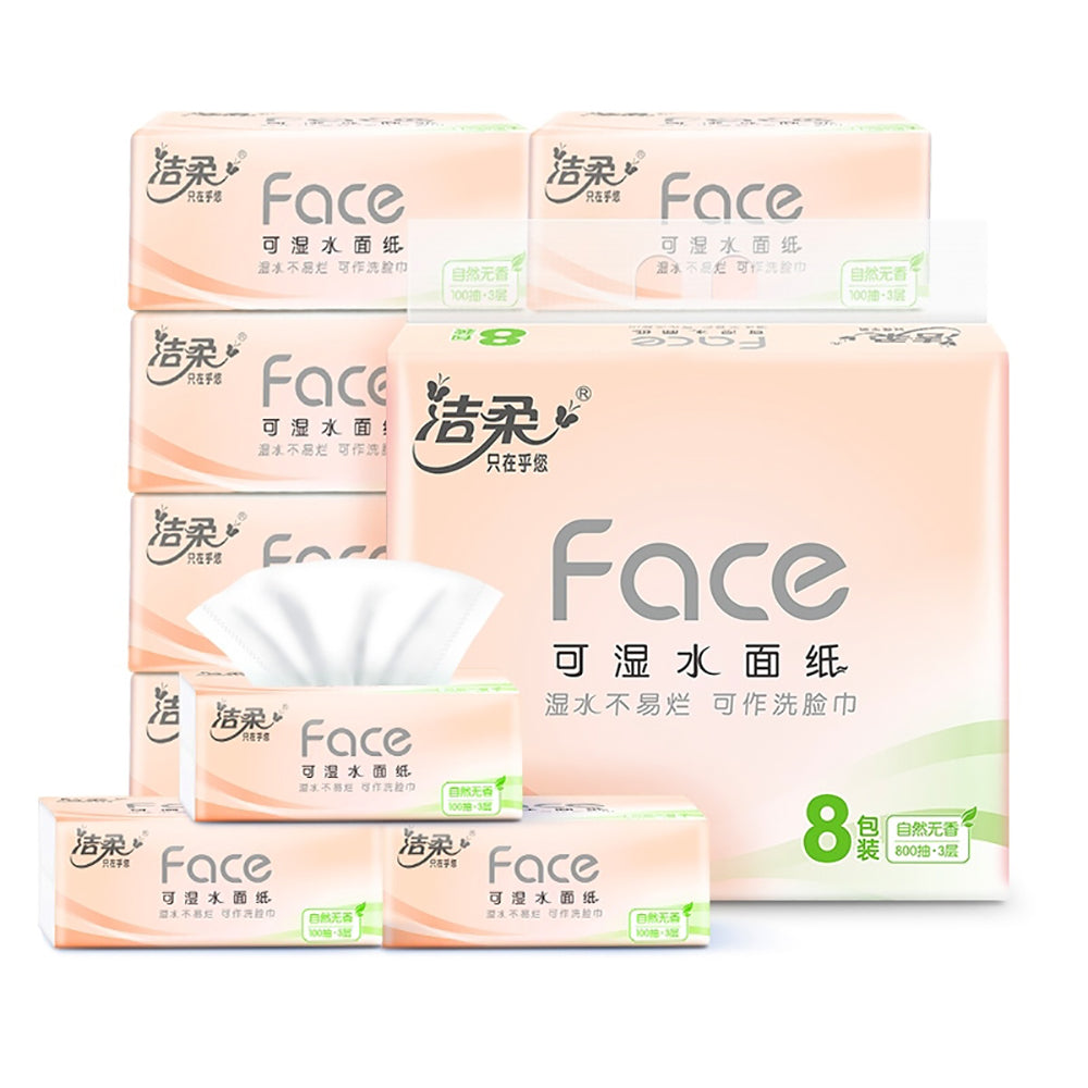 C&S Face Pink Water-Resistant Tissue - 3 Ply, 100 Sheets x 8 Packs ...