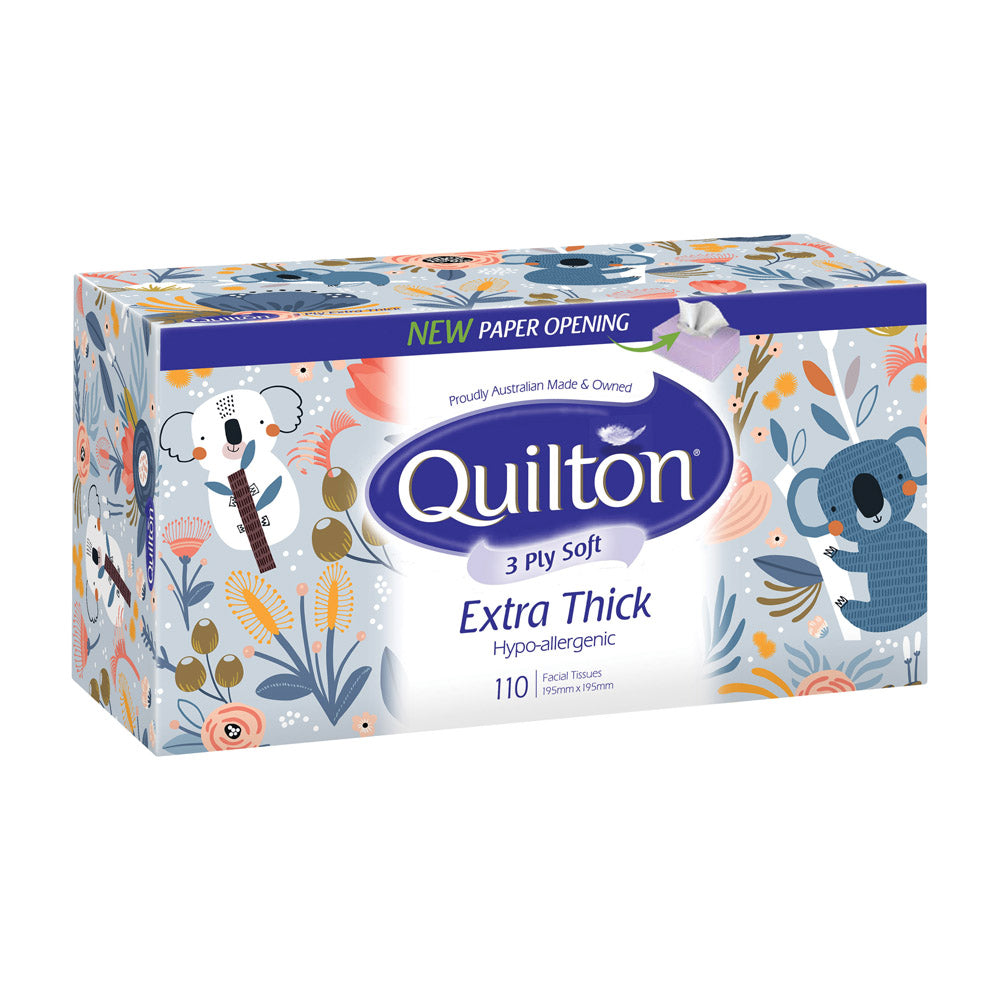 Quilton 3-Ply Extra Thick Hypoallergenic Facial Tissues - 110 Sheets ...