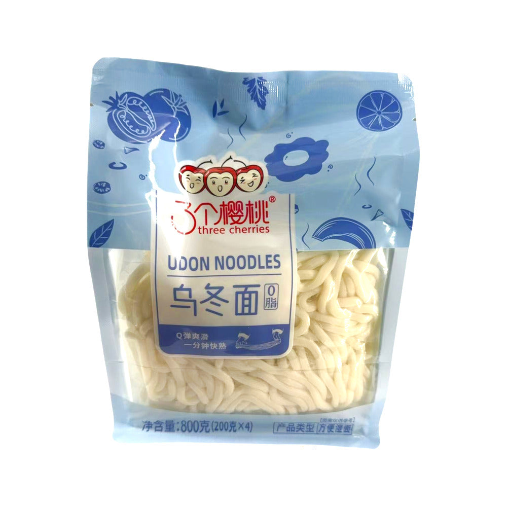 Three Cherries Quick-Cook Udon Noodles 800g (4 x 200g) – Pre-Cooked Ja ...