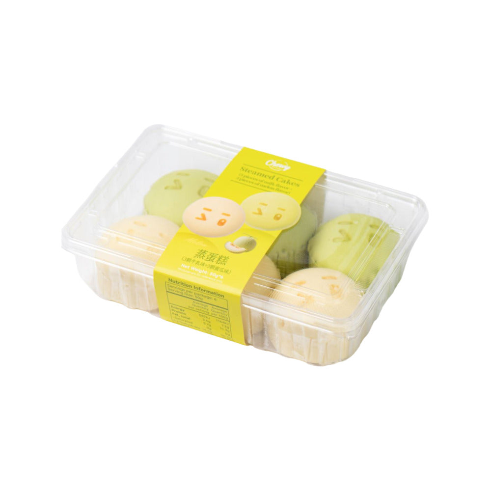 Chewy Frozen Steamed Cakes, Milk & Melon Flavour – 6 Pieces (approx. 3 ...