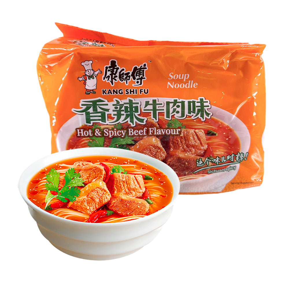 Kang Shi Fu Hot & Spicy Beef Flavour Instant Noodles - 104g x 5 Packs – Umall - Australia's ...
