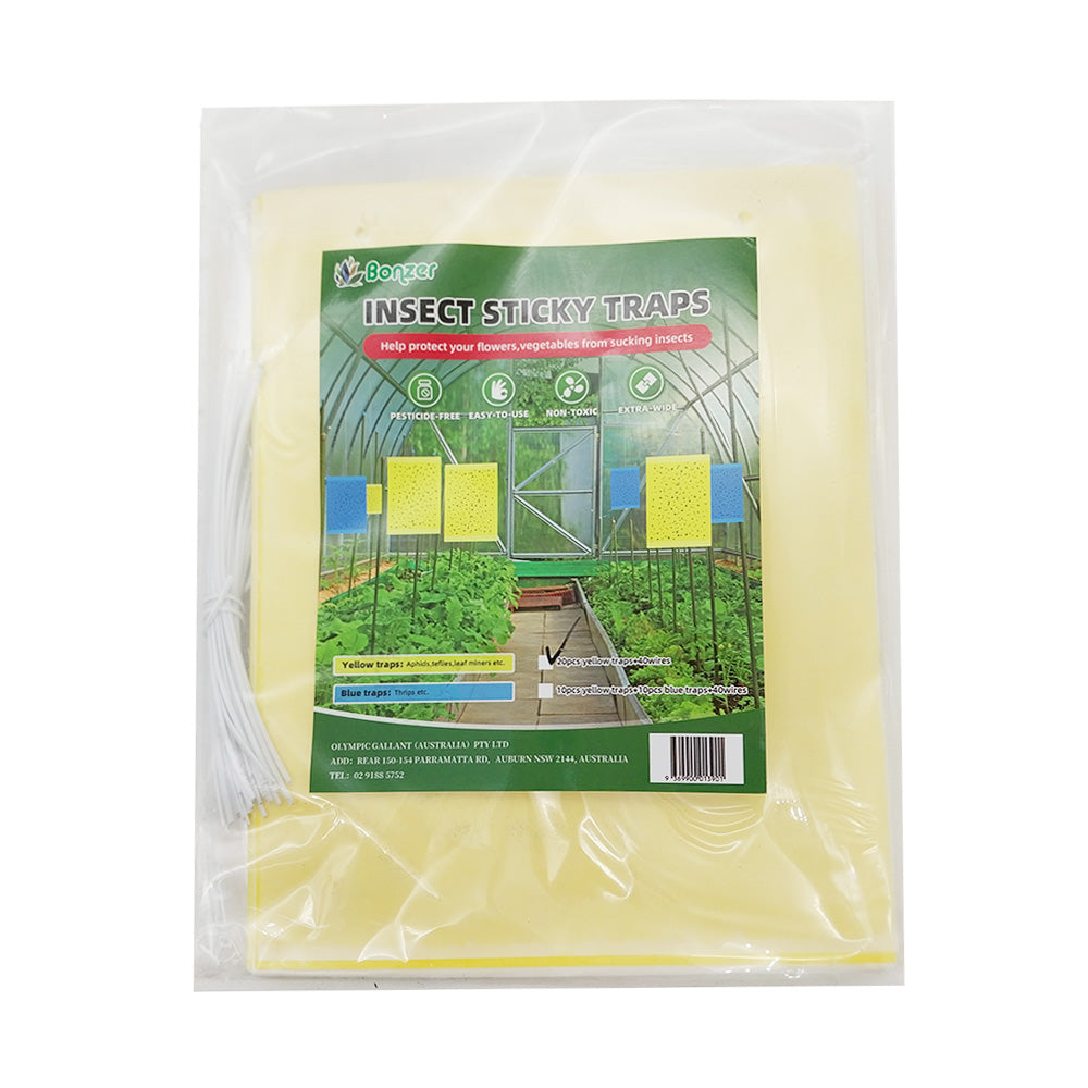 Bonzer Insect Sticky Traps - 20 Yellow Sheets & 40 Strings – Umall ...
