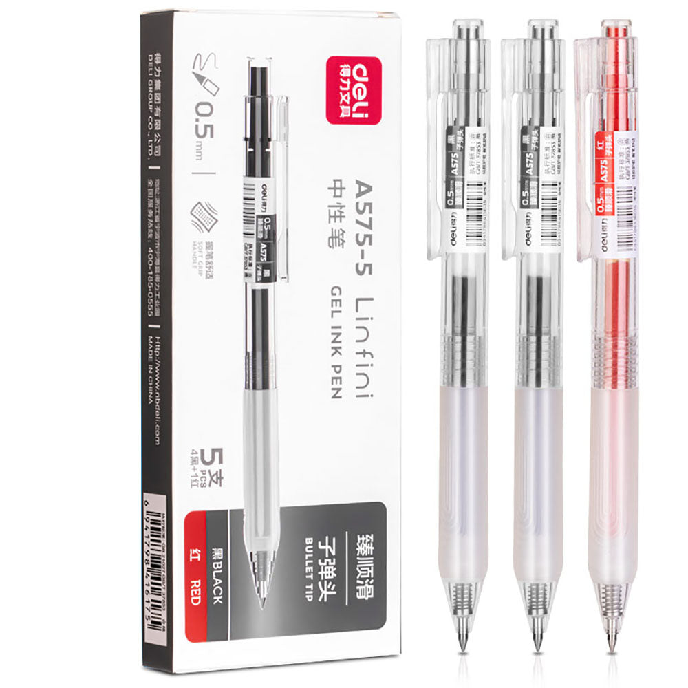 Deli Linfini Smooth Gel Ink Pens - 0.5mm, Mixed Colors, 5-Pack – Umall ...