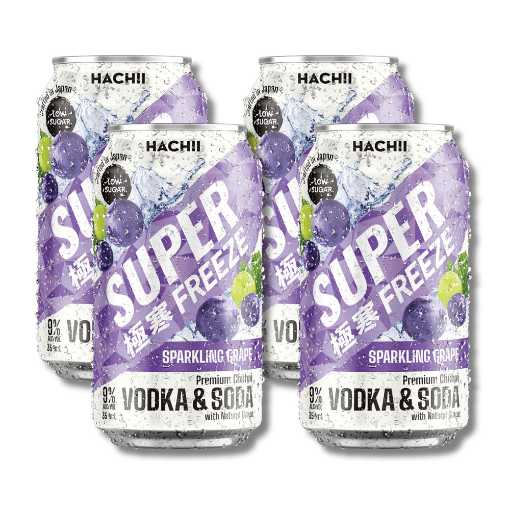 HACHII Super Freeze Low-Sugar Sparkling Grape Vodka & Soda - 9% Alcoho ...