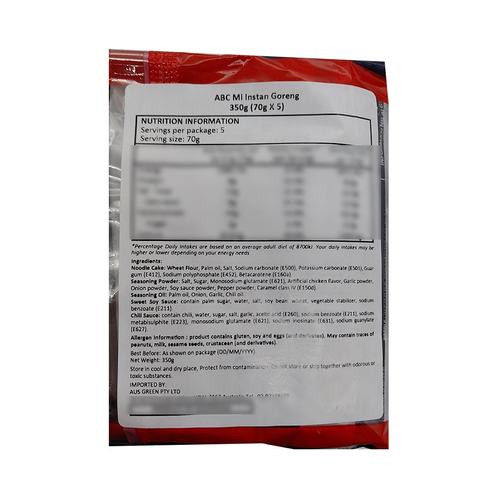 ABC Mi Instan Goreng Fried Instant Noodles - 70g x 5 Packs – Umall - Australia's Largest Online ...