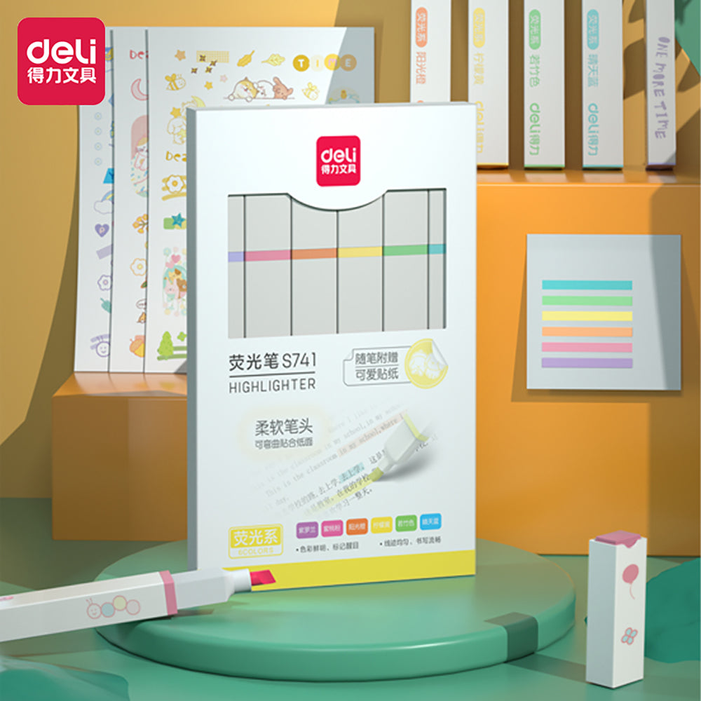 Deli Square Barrel Highlighters - Assorted Colors, 6 Pieces/Box | Umall ...