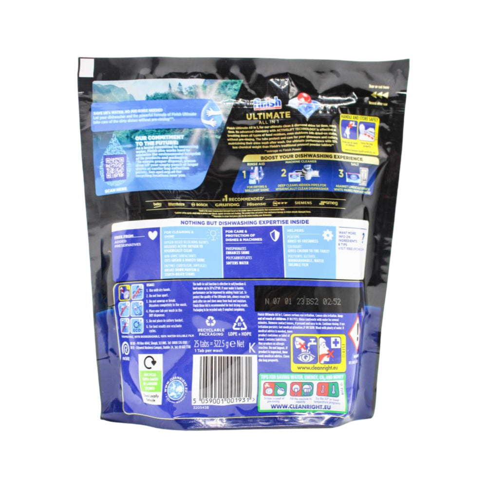 Finish Powerball Ultimate All in 1 Dishwasher Tablets - 25 Tabs – Umall ...