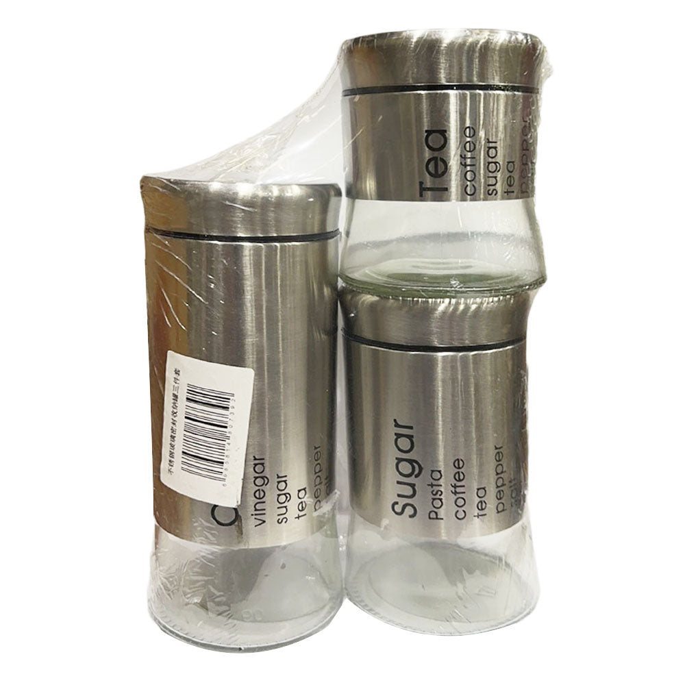 Stainless Steel Glass Airtight Storage Jars - Set of 3 – Umall ...