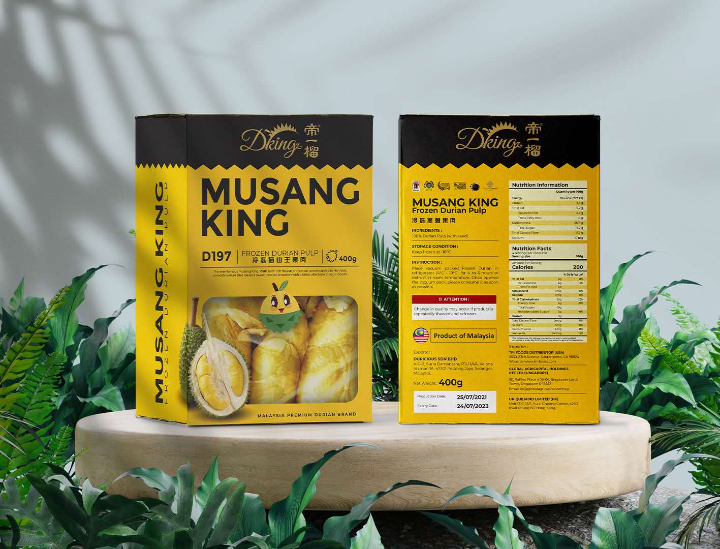 Dking Premium Malaysian Frozen Musang King Durian Pulp D197 - 400g ...