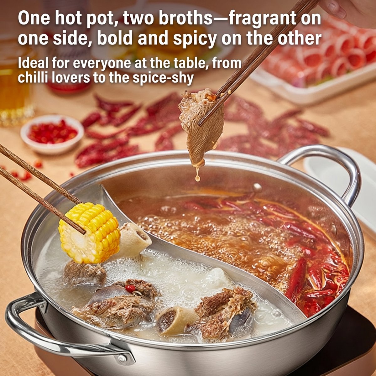 Cooker King Dual-Flavor Stainless Steel Yuan Yang Hot Pot 30 cm – Divi ...